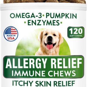 Calming Hemp Treats + Allergy Relief Treats Bundle - Hemp Oil + Omega 3 + Pumpkin + Enzymes - Anxiety Relief + Itchy Skin Relief - Separation Aid + Stress Relief + Seasonal Allergies - 240 Soft Chews