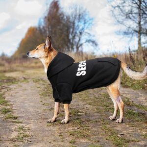 Uteuvili Dog Hoodie Security Dog Sweater Soft Brushed Fleece Dog Clothes Dog Hoodie Sweatshirt with Pocket Dog Sweaters for Large Dogs(XL),Black