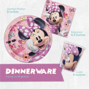 Minnie Mouse Birthday Party Supplies | Minnie Mouse Party Decorations | Minnie Mouse Party Supplies | Serves 16 Guests with Banner, Table Cover, Plates, Napkins, Sticker