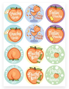 super fun, sexy 12pc savannah bachelorette stickers 2.5in. glossy colorful, event decorations badges for hen party. xl custom cute peach sticker for bride to be, bridesmaid. great bridal shower favors