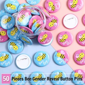 Dilunave 50 Pieces Bee Gender Reveal Button Pins Team Boy, Girl or Both Buttons Pins Badges kit Bee Theme Gender Reveal Party Favors in Pink and Blue for Baby Shower Gender Reveal Party Game Supplies