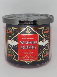 bath & body works, white barn 3-wick candle w/essential oils - 14.5 oz - 2021 halloween! (vampire blood)