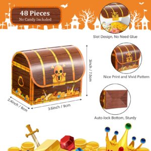 Treasure Treat Chest Boxes Cardboard Pirate Treasure Treat Chest Pirate Present Goodie Boxes Treasure Candy Favor Boxes for Halloween Treasure Hunt Game Pirate Theme Party?Simple Style,24 Pcs?