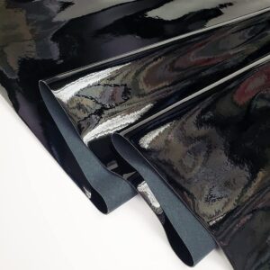 Patent Glossy NEON Vinyl TPU Leatherettes Fabric Fake Leather 52" Wide Sold by The Yard (Patent, Black)