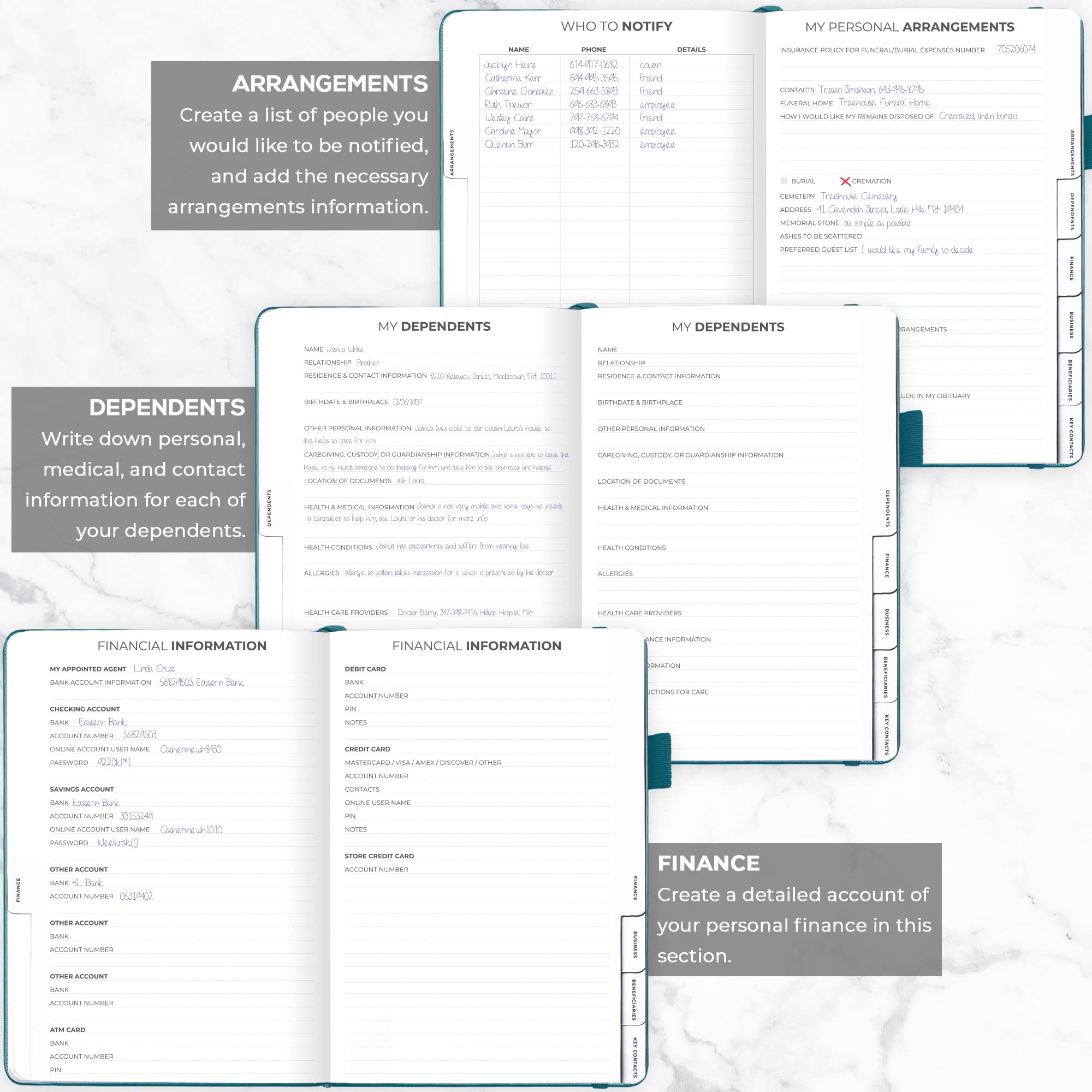 Clever Fox End of Life Planner – Final Arrangements Organizer for Beneficiary, Will Preparation, Last Wishes & Funeral Planning, A5 (Dark Teal)