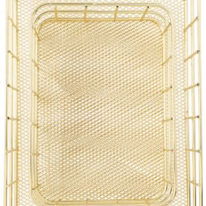 Set of 2 Nested Classic Gold Mesh Wire Basket Trays for Storage and Organizing (Medium: 9.6” X 6.4”; Small: 6.7" ×4.7")