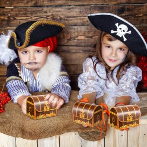 Treasure Treat Chest Boxes Cardboard Pirate Treasure Treat Chest Pirate Present Goodie Boxes Treasure Candy Favor Boxes for Halloween Treasure Hunt Game Pirate Theme Party?Simple Style,24 Pcs?