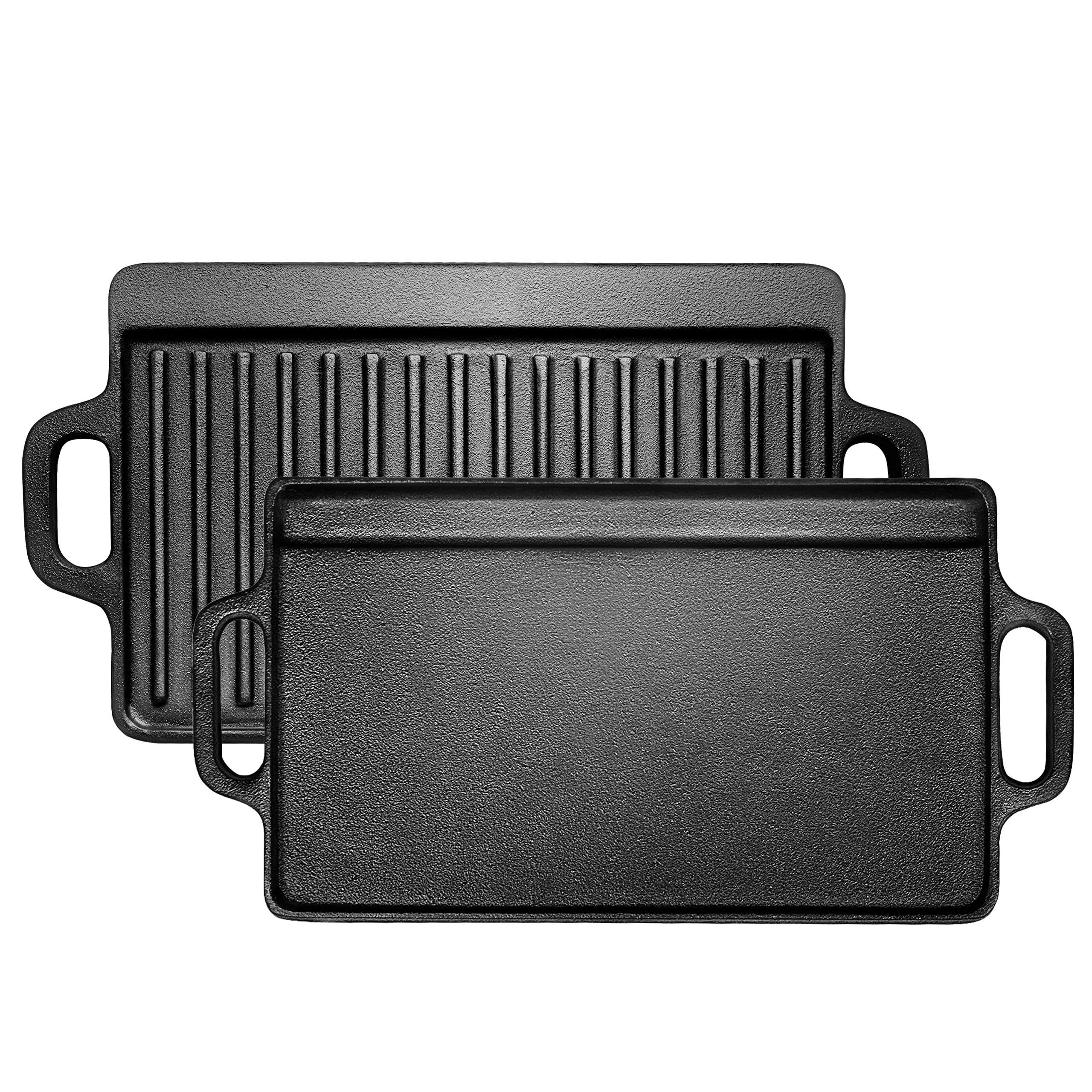 Cast Iron Griddle Plate 13 x 8 inch | Reversible Cast Iron Grill/Griddle Pan | Double Sided Stove Top Griddle On Single Burner | Pre-Seasoned Small Cast Iron Griddle 1 Piece