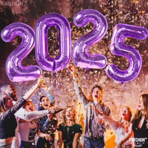 KatchOn, Huge Purple 2025 Balloons New Year - 42 Inch | 2025 Purple Balloons | Happy New Year Decorations 2025 | 2025 Balloon Numbers | New Years Eve Party Supplies 2025 | Senior Night Decorations