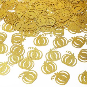 300 pieces little pumpkin confetti thanksgiving table confetti gold pumpkin baby shower confetti double side glitter paper confetti for thanksgiving autumn fall wedding baby shower party table decor