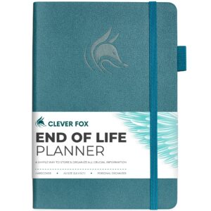 clever fox end of life planner – final arrangements organizer for beneficiary, will preparation, last wishes & funeral planning, a5 (dark teal)