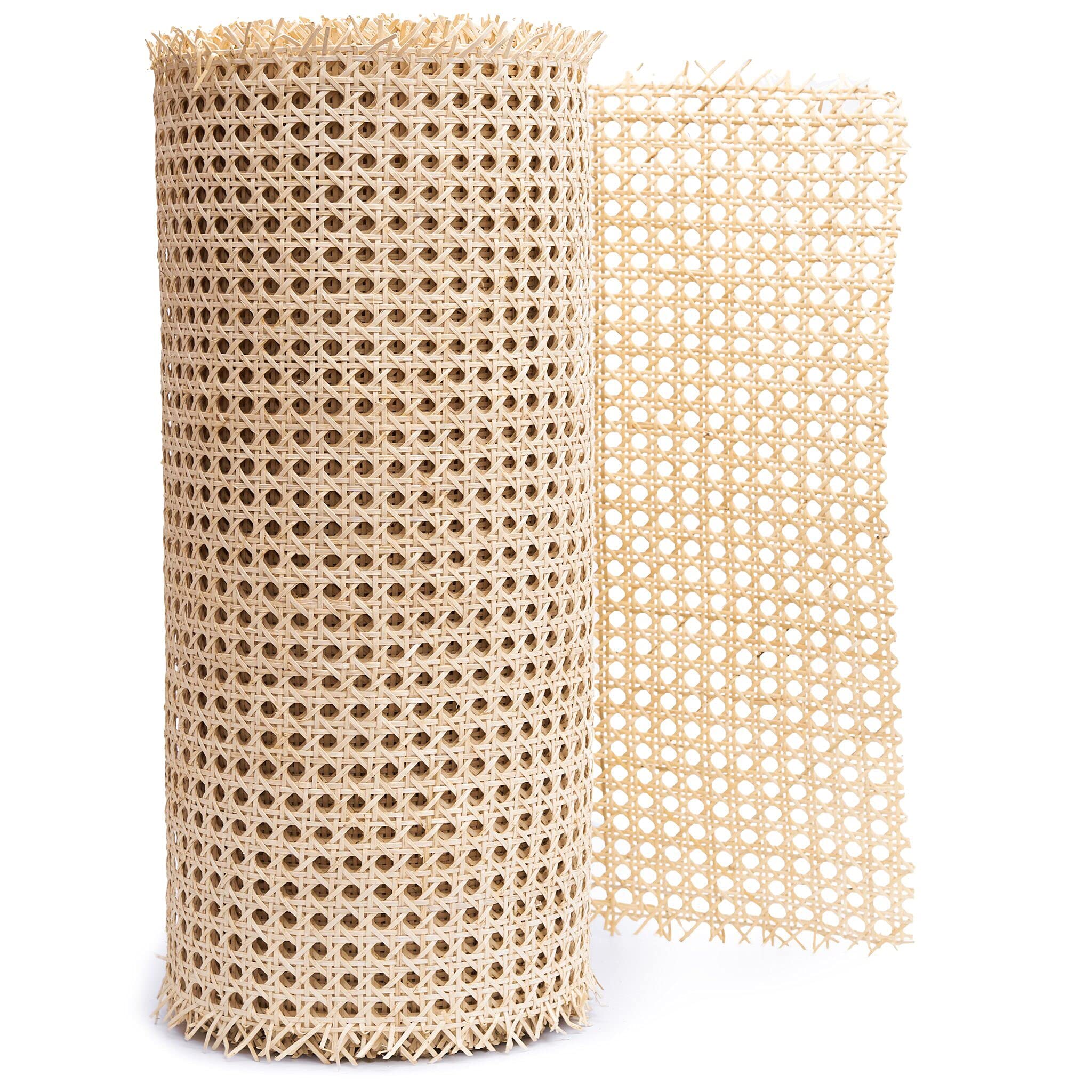 CLAYNIX 24" Width Rattan Webbing for Caning Projects Natural Pre - Woven Open Mesh Cane - Cane Webbing Sheet (2 FEET)