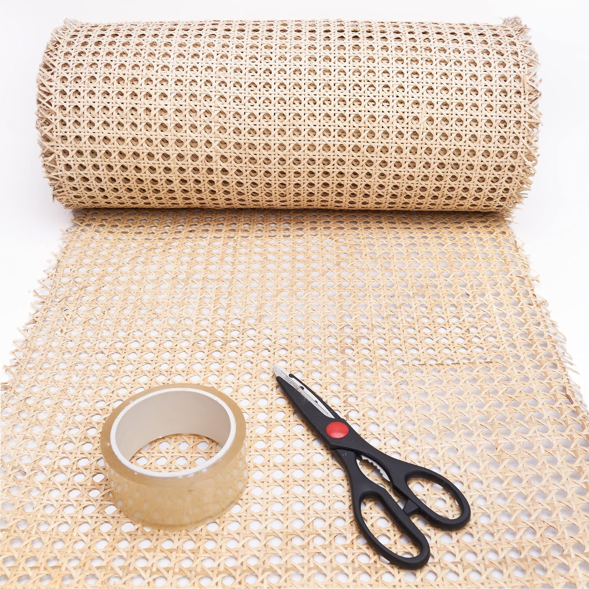 CLAYNIX 24" Width Rattan Webbing for Caning Projects Natural Pre - Woven Open Mesh Cane - Cane Webbing Sheet (2 FEET)