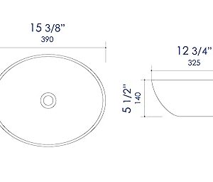 ALFI brand ABC913 Bathroom Sink, 15.38"L x 12.75"W x 5.5"H, White