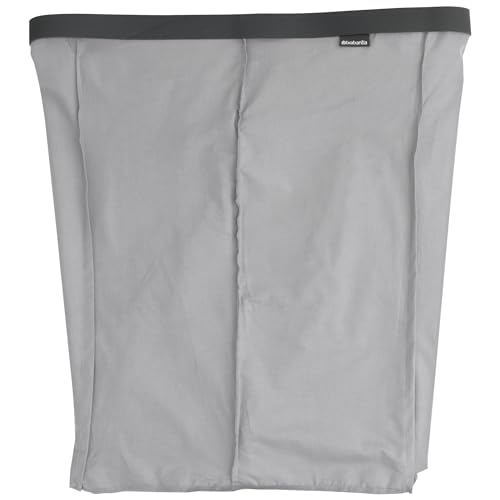 Brabantia - Bo Laundry Hamper Bag 2 x 12 Gal - Replacement Bag for Bo Laundry Hamper - Dual Compartments for Easy Sorting - Portable & Hygienic - Cotton Bag with Velcro Closing - Gray