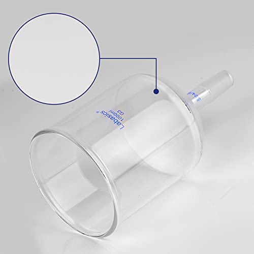 Labasics Borosilicate Glass Buchner Filtering Funnel with Fine Frit (G3), 114mm Inner Diameter, 120mm Depth, with 24/40 Standard Taper Inner Joint and Vacuum Serrated Tubulation (1L)