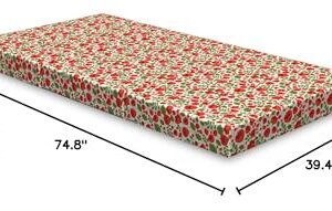 Ambesonne Poppy Flower Foldable Mattress, Nature Arrangement, 74.8" x 39.4", Green Red Beige