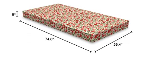 Ambesonne Poppy Flower Foldable Mattress, Nature Arrangement, 74.8" x 39.4", Green Red Beige