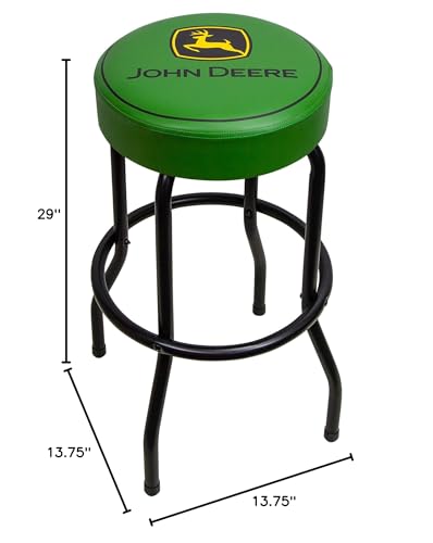 Plasticolor 004792R01 John Deere Logo Garage and Game Room Stool with Matte Green Top and Black Legs