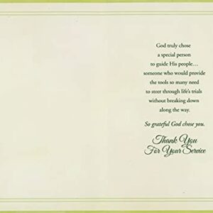 Designer Greetings Outline Of Praying Hands on Green Clergy Appreciation Day Card