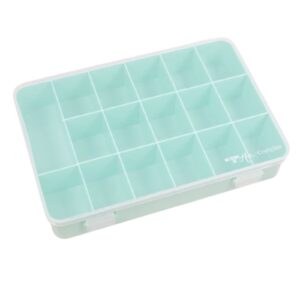 craftelier - organizer box with 17 compartments for cardmaking, scrapbooking and craft supplies | dimensions 26.5 x 17.8 x 4.2 cm (10.4“ x 7” x 1.65") - transparent and turquoise color