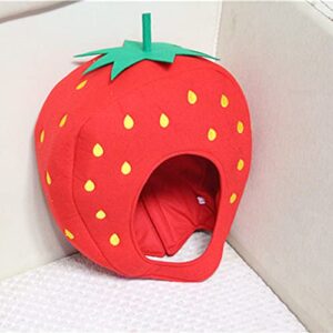 Warmtree Cute Plush Hat Funny Novelty Plush Animal Fruit Hat Mask Cap Photo Props Dress Up Hat Cosplay Halloween Party Costume Headgear (Strawberry)