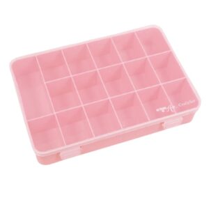 craftelier - organizer box with 17 compartments for cardmaking, scrapbooking and craft materials | dimensions 26.5 x 17.8 x 4.2 cm (10.4“ x 7” x 1.65") -transparent and pink color