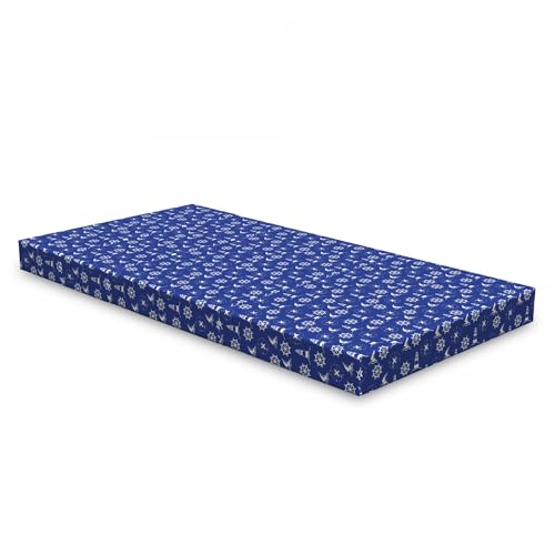 Ambesonne Lighthouse Foldable Mattress, Maritime Silhouettes, 74.8" x 39.4", Violet Blue White