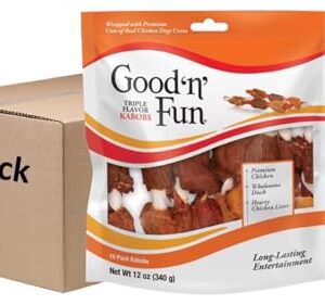 Good ’n’ Fun Triple Flavor Kabobs 18 Count, Rawhide Snack for All Dogs (3 Pack)