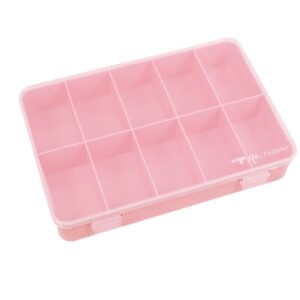 craftelier - organizing box with 10 compartments for scrapbooking and craft materials | dimensions 26.5 x 17.8 x 4.2 cm (10.4“ x 7” x 1.65") - pink and transparent color