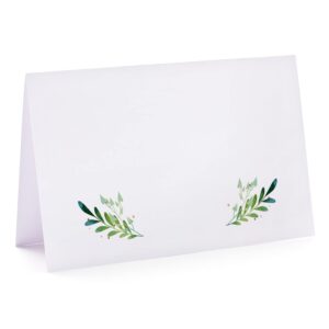 50 pack greenery place cards, wedding name place cards, table place cards for wedding or party, seating place cards for tables, 2 x 3.5 inches