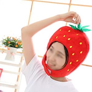 Warmtree Cute Plush Hat Funny Novelty Plush Animal Fruit Hat Mask Cap Photo Props Dress Up Hat Cosplay Halloween Party Costume Headgear (Strawberry)