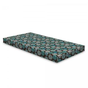 Ambesonne Brown and Blue Foldable Mattress, Dots and Circles, 74.8" x 39.4", Brown Turquoise White