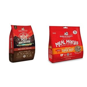 stella & chewy's wild red raw coated kibble dry dog food grain free red meat recipe, 21lb bag + freeze-dried raw meal mixers dog food topper stella's super beef recipe, 18oz bag