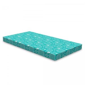 Ambesonne Turquoise Foldable Mattress, Stalks and Dots Vintage, 74.8" x 39.4", Turquoise White