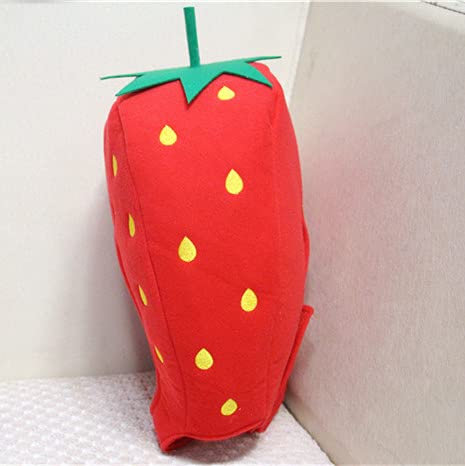 Warmtree Cute Plush Hat Funny Novelty Plush Animal Fruit Hat Mask Cap Photo Props Dress Up Hat Cosplay Halloween Party Costume Headgear (Strawberry)