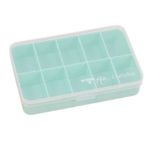 craftelier - mini organizing box with 10 compartments for scrapbooking and craft materials | dimensions 14.6 x 9.1 x 3.2 cm (5.75“ x 3.6” x 1.25") - transparent and turquoise color