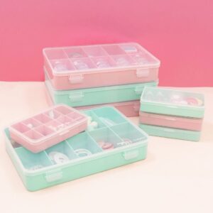 Craftelier - Mini Organizing Box with 10 Compartments for Scrapbooking and Craft Materials | Dimensions 14.6 x 9.1 x 3.2 cm (5.75“ x 3.6” x 1.25") - Transparent and Turquoise Color