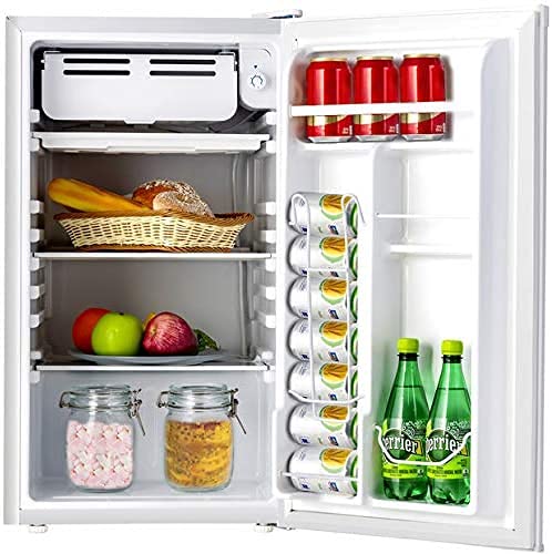 N A 3.2 Cu.Ft Mini Refrigerator Compact Refrigerator-Single Door Small Drink Food Storage Machine for Dorm, Garage, Camper, Basement or Office, Mini Fridge, Stainless Steel (White)