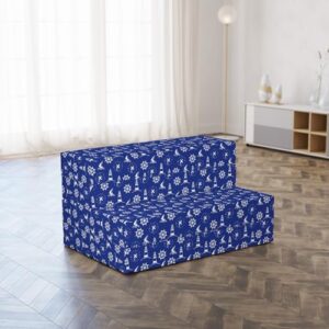 Ambesonne Lighthouse Foldable Mattress, Maritime Silhouettes, 74.8" x 39.4", Violet Blue White