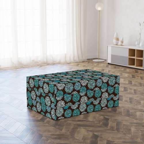 Ambesonne Brown and Blue Foldable Mattress, Dots and Circles, 74.8" x 39.4", Brown Turquoise White