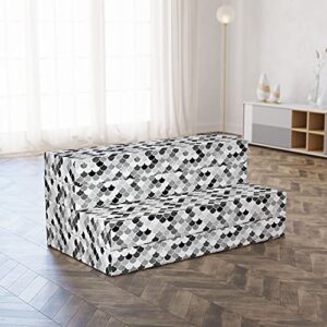 Ambesonne Fish Foldable Mattress, Squama Motif and Scales, 78.7" x 47.2", Black Grey White