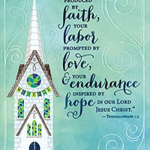 Designer Greetings White Church : Blue and Green Stained Glass Windows Clergy Appreciation Day Card for Pastor