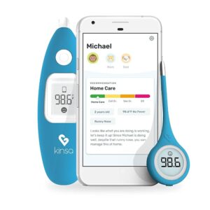 kinsa classics bundle - smart ear & quickcare digital smart thermometers - take oral, rectal, armpit or ear fever readings