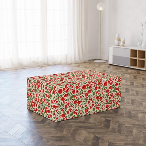 Ambesonne Poppy Flower Foldable Mattress, Nature Arrangement, 74.8" x 39.4", Green Red Beige