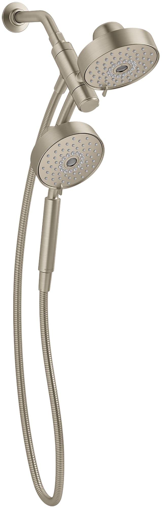 KOHLER 23219-BV Purist 2-in-1 Multi Function Shower Kit with SHOWERHEAD & HAND SHOWER, Full Coverage & Rotating Rail, Vibrant Brushed Bronze, 2.5 GPM