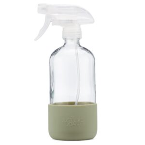 just like joan 16 oz glass spray bottles for cleaning solutions clear empty spray bottles with sage green silicone sleeve essential oils, plants, mist sprayer bleach refillable reusable container food