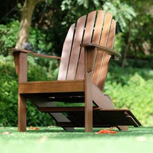 cambridge casual bentley adirondack chair with tray table, solid wood/natural brown