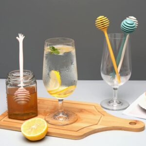 NUOBESTY 4pcs Honey Dippers Plastic Honey Stirrer Sticks Honey Spoon Syrup Stirrers for Honey Jar Dispense Drizzle Honey Kitchen Gadgets Green Beige Yellow