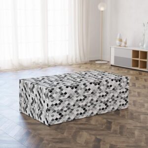 Ambesonne Fish Foldable Mattress, Squama Motif and Scales, 78.7" x 47.2", Black Grey White